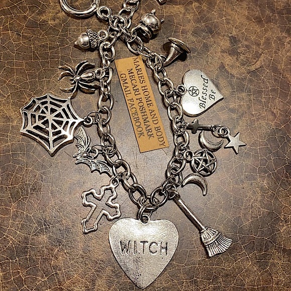 Jewelry | Charm Bracelet Celtic Witch Wiccan Pagan Jewelry Silver Broom ...